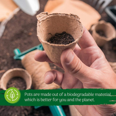 100 Garden Grow Fibre Grow Pots -Biodegradable Seed Pots With Wooden ...