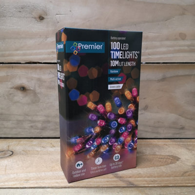 100 LED 10m Premier Christmas Indoor Outdoor Multi Function Battery ...