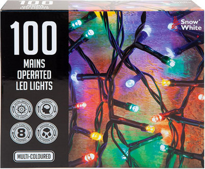 100 LED 7M Christmas Lights, Coloured | DIY at B&Q