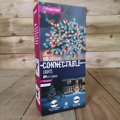 100 LED 8m Premier Christmas Connectable Outdoor Static Lights in ...