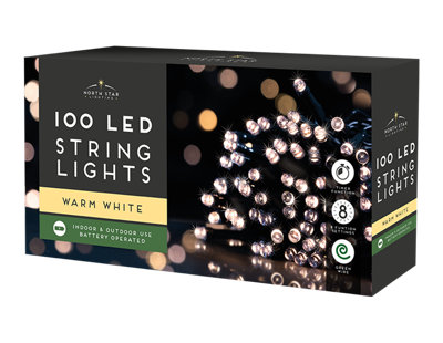 100 Led Battery Lights - Warm White