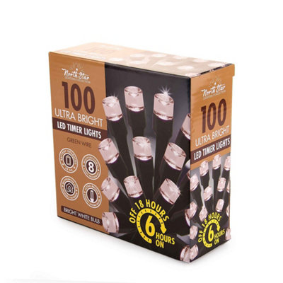 100 LED Timer String Lights 8-Mode Ultra Bright Fairy Lights - Bright White