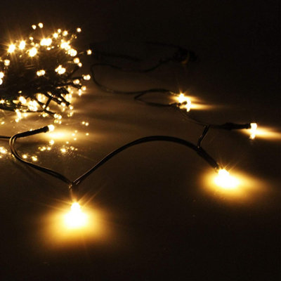 100 LEDs Warm White Fairy String Lights Cool White Indoor/Outdoor Green Cable 8 Modes Mains ...