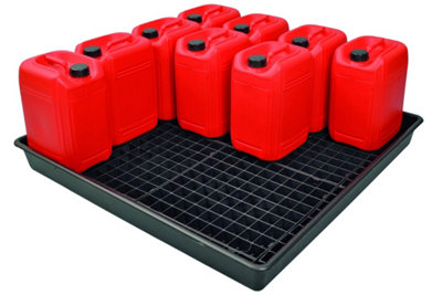 100 Litre Spill Tray with Removable Bunding Grids Capacity 100x100x12cm
