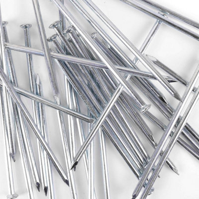 100 Masonry Nails 100mm Round Head Zinc 3.5 Silver Woodwork Timber