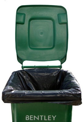 100 Medium Duty, High Grade Recycled Wheelie Bin Liners, 360L, Black