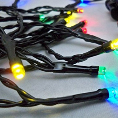 100 Multi-Coloured LED's Black Cable Connectable Outdoor Garden Party ...