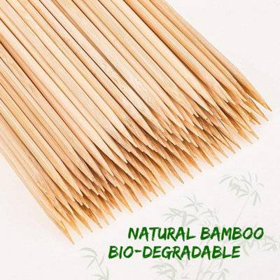 100 Natural Bamboo Skewers for BBQ Kebab Fruit Chocolate Fountain ...