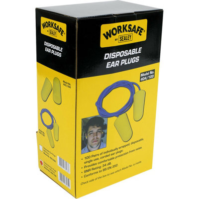 100 PAIRS Disposable Single Use Corded Ear Plugs - Noise Protection ...