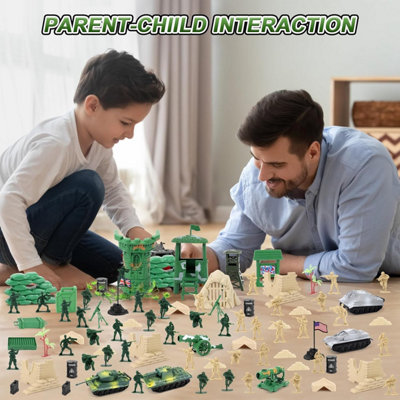 100 Piece Military Play Set with Toy Soldiers Military Figures Tanks ...