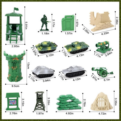 100 Piece Military Play Set with Toy Soldiers Military Figures Tanks ...