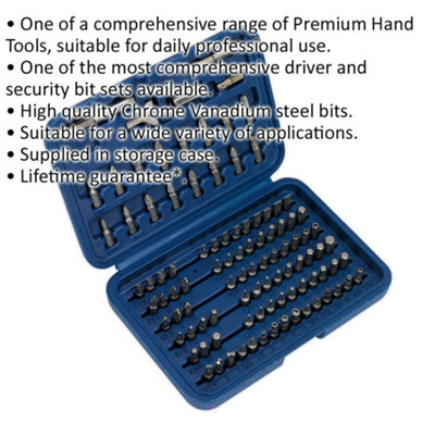 100 Piece Power Tool Security Bit Set - Chrome Vanadium Steel Bits ...