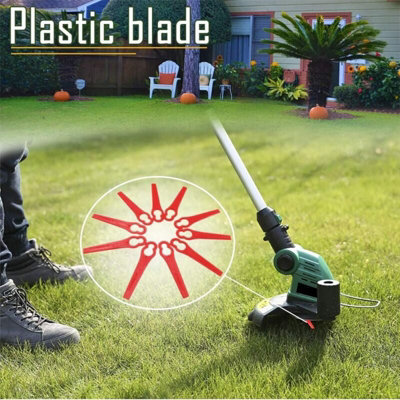 100 replacement plastic cutting blades for grass trimmer and lawn mower ...