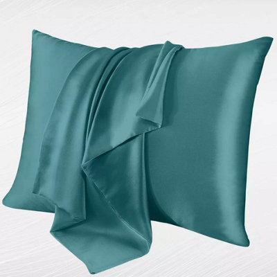 100% Satin Silk Pillow Covers Pair Soft Luxury Anti Allergic Pack of 2 ...
