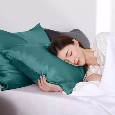 100% Satin Silk Pillow Covers Pair Soft Luxury Anti Allergic Pack of 2 ...