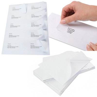 100 Sheets A4 Self Adhesive Plain White Sticky Postage Address Labels ...