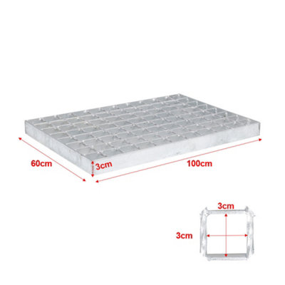 100 x 60cm Galvanized Steel Rectangular Drain Cover Grate