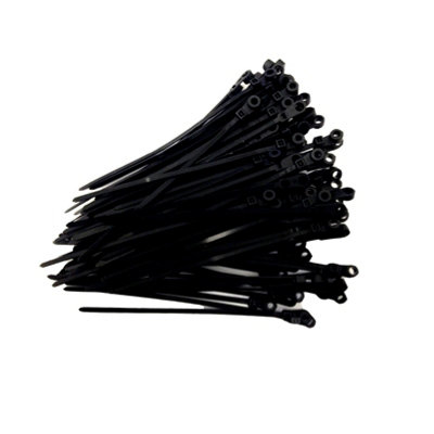 100 x Black Screw Mount Cable Ties 110mm x 25mm Car Chassis Body Zip ...