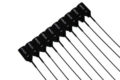 100 x Black Security Tags - Numbered Pull Ties, Secure Anti-Tamper ...