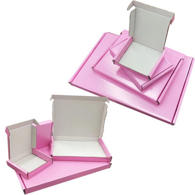 100 x Bright Pink Postal Packing Shipping Die Cut Boxes C6 Size