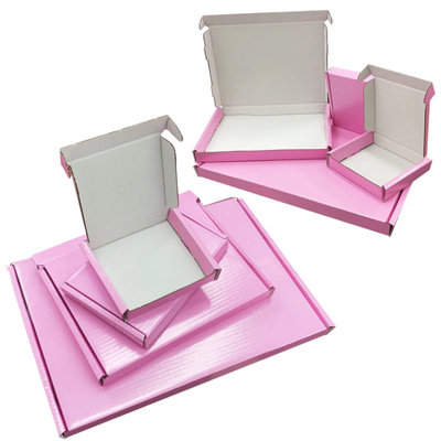 100 x Bright Pink Postal Packing Shipping Die Cut Boxes C6 Size
