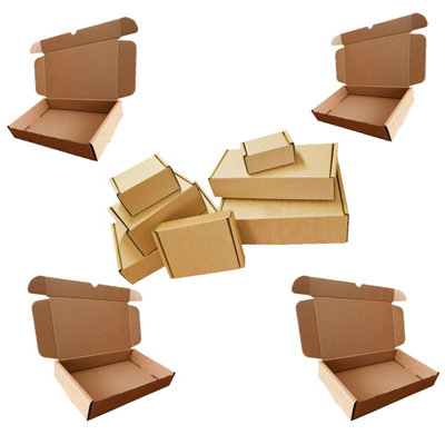 100 x Brown 12x9x4" Strong Single Wall Die Cut Packing Shipping Boxes