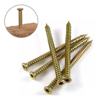 100 x Concrete Frame Screws 75 x 102mm Window Fixings for Masonry Stone ...