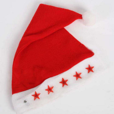 100 x Father Christmas Santa Hat with Flashing Lights Fancy Dress ...