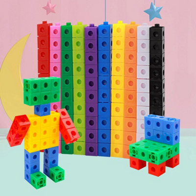 100 x Maths Link Cubes Interlocking Snap Cubes Counting Snap Blocks Kid ...