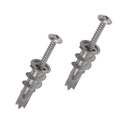100 x Metal Plasterboard Anchors & Screws, Cavity Dry wall Fixings Self ...