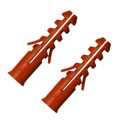 100 x Red Wall Raw Plugs Expansion Fixings, Screw Size No6-10 Drill ...