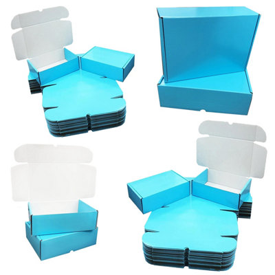 100 x Shiny Light Blue (12" x 9" x 4") Coloured Cardboard Postal ...