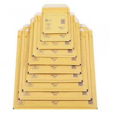 100 x Size 7 (240x340mm) Arofol Gold Bubble Lined Padded Mailing ...