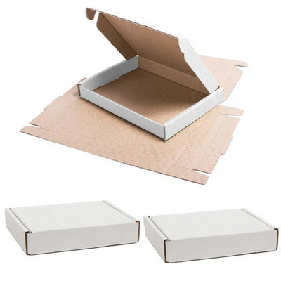 100 x White Small Single Wall Die Cut Packing Shipping Boxes C6