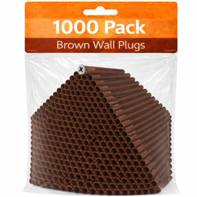 1000 Pack Brown Wall Plugs Expansion Screw Fixings for Brick Stone and ...