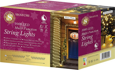 1000 Warm White LEDs Multifunction Timer Outdoor String Fairy Lights 100M | DIY at B&Q