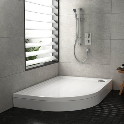 1000 x 900mm Left Handed Offset Quadrant Stone Shower Enclosure Tray ...