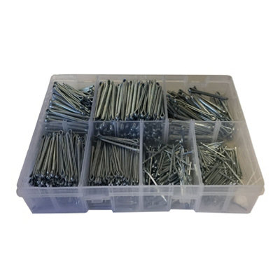 1000 x Assorted Metric Cotter Split Pins, Steel Retaining Pins Plated