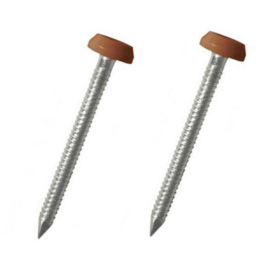 1000 x Dark Cherry Oak UPVC 30mm Poly Top Pins Plastic Headed Fascia ...