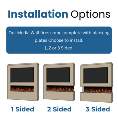 Evolution Fires Advance 1800 Media Wall Electric Fire, 3-Sided Glass ...