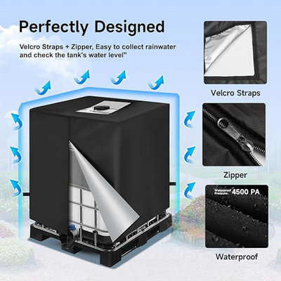 1000L 210D Oxford Cloth Water Tank Cover Sunscreen Dustproof IBC Water ...