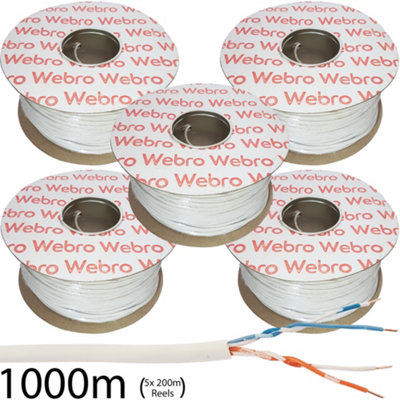 1000m BT Telephone Copper Cable - 2 Pair 4 Core Telecom Line Extension Reel