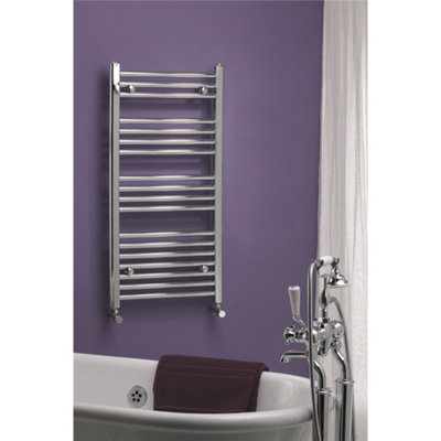 1000mm (H) x 400mm (W) - Vertical CURVED - 25mm - Chrome - Bathroom ...