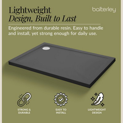 1000mm x 760mm Premium Rectangular Shower Tray - Slate Grey