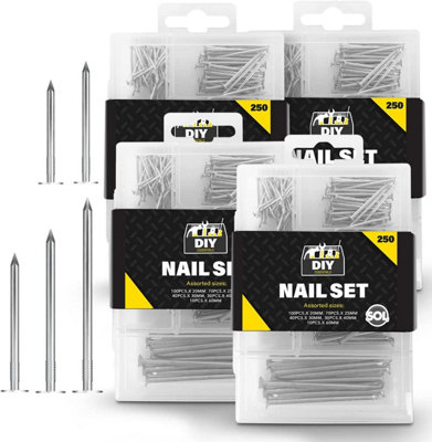 1000pk Assorted Nails for Wood, Iron Nails for Hanging Pictures - Long ...