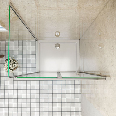 1000x1850mm Bathroom Bi Fold Shower Door with 700x1850mm Side Panel