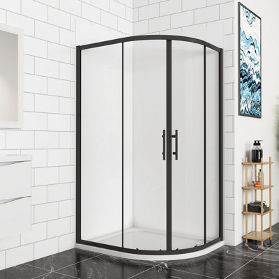 1000x800x1850mm Matt Black Bathroom Quadrant Shower Enclosure Shower ...