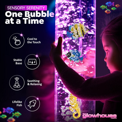 100cm Colour Changing LED Bubble Lamp with 8 Fish, Sensory Toys for ...