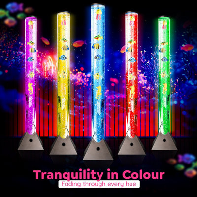 100cm Colour Changing LED Bubble Lamp with 8 Fish, Sensory Toys for ...