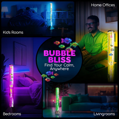 100cm Colour Changing LED Bubble Lamp with 8 Fish, Sensory Toys for ...